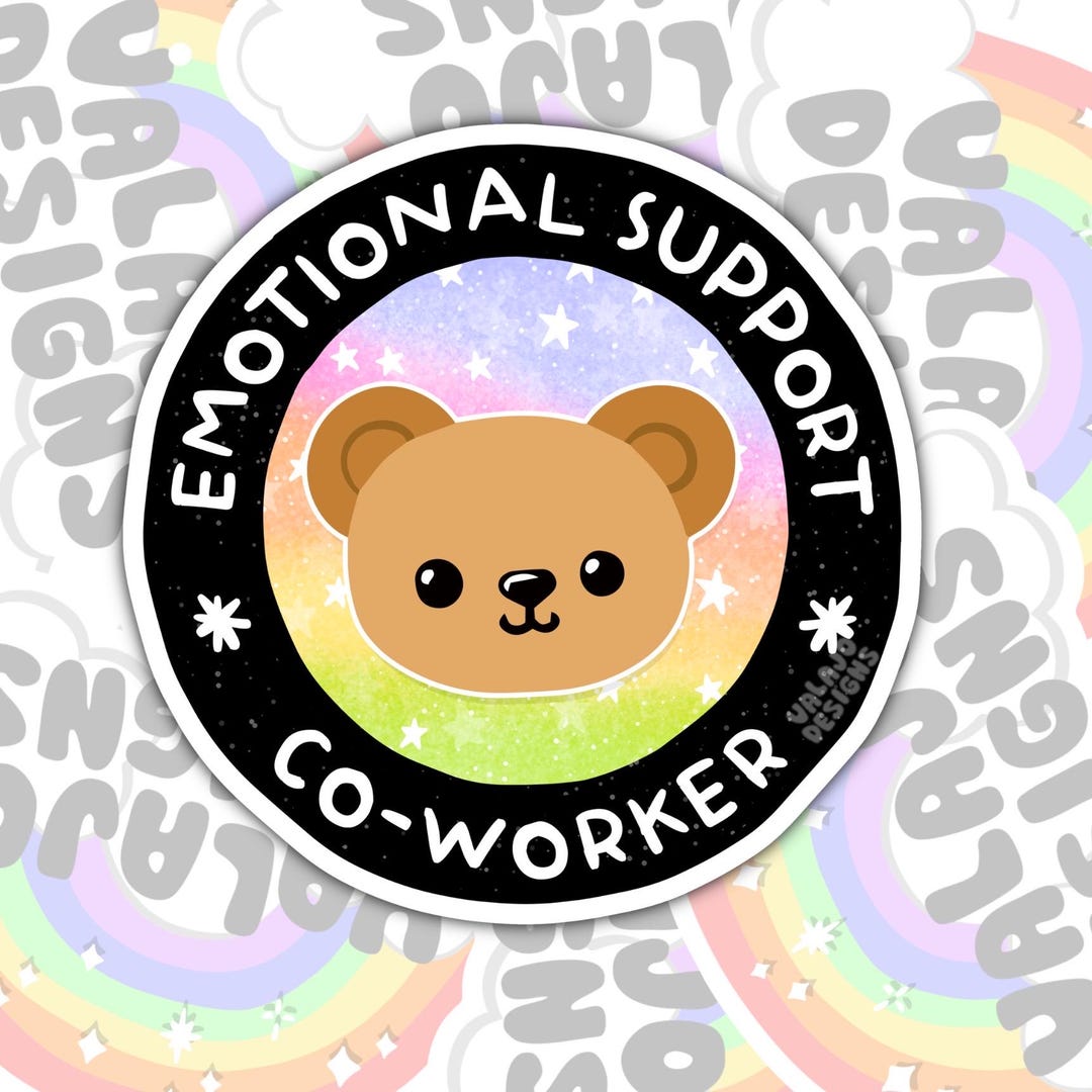 Emotional Support Co-worker, Funny Work Related Waterproof Sticker ...