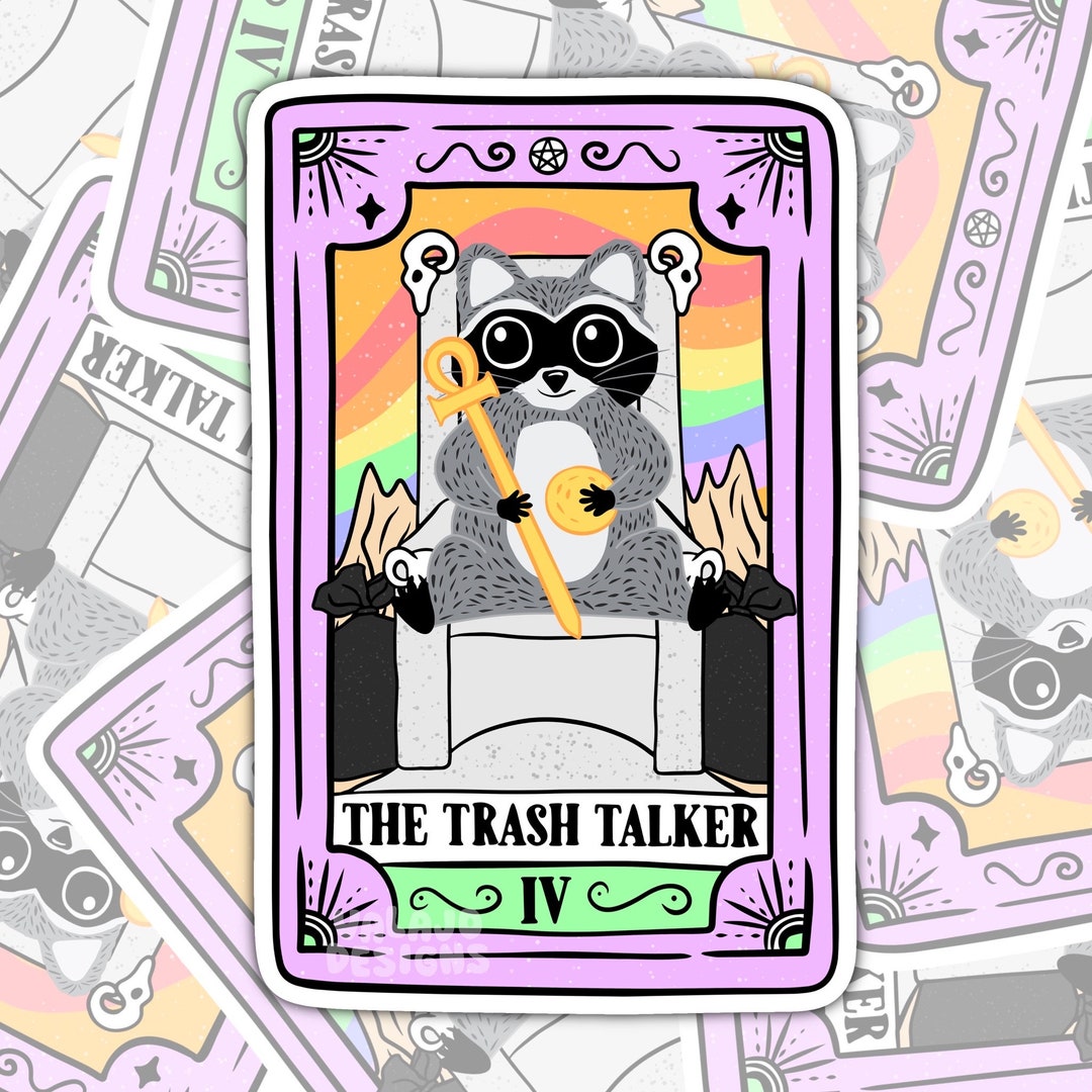 The Trash Talker, Funny Raccoon Sticker, Cute Waterproof Sticker, Water ...
