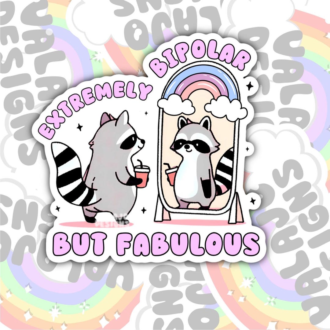 Bipolar Raccoon Waterproof Sticker, Laptop Decal - Etsy