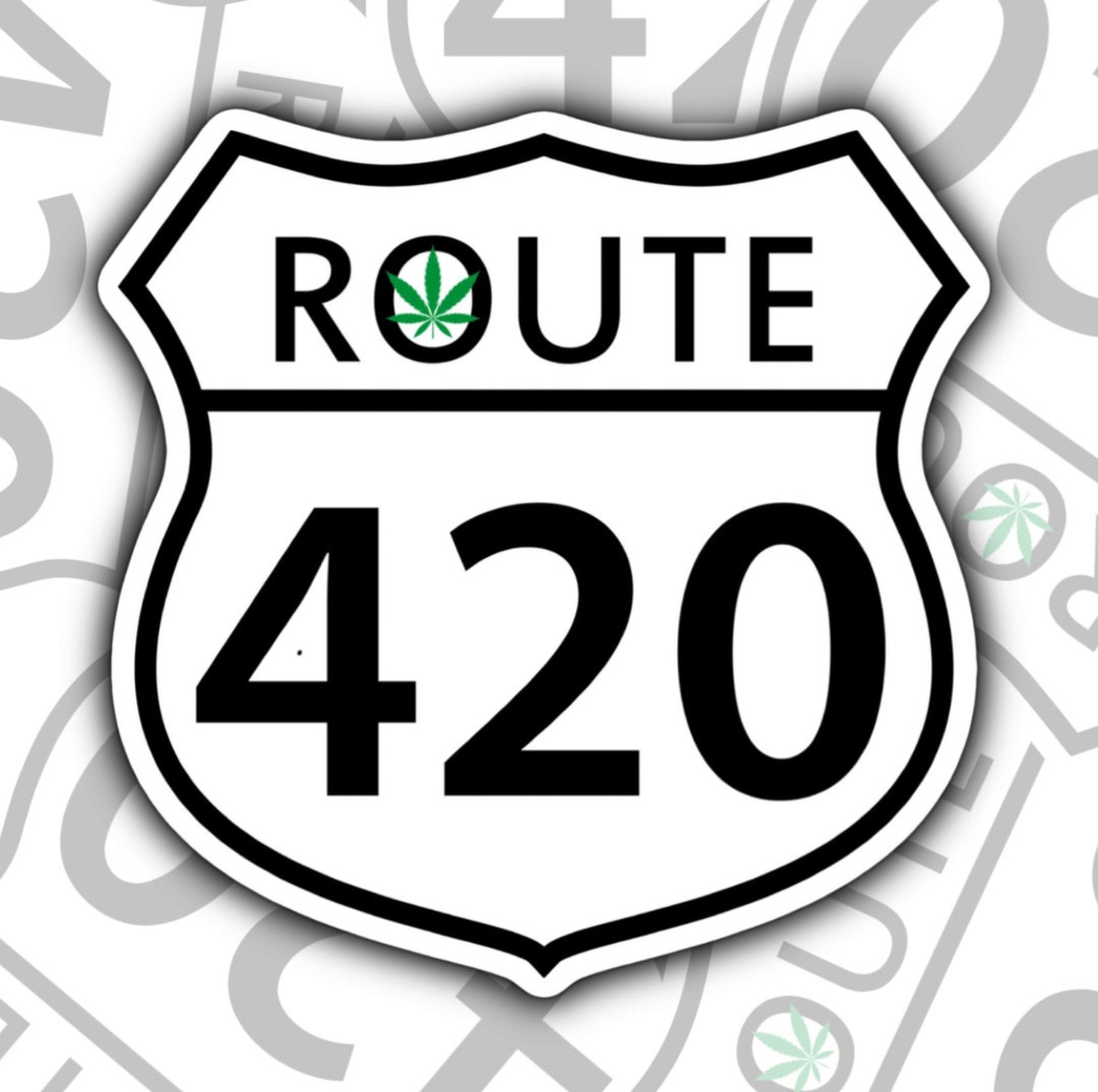 Route 420, Weed Sticker, Waterproof Sticker, Water Bottle Sticker, Laptop Sticker, for Stoners ...