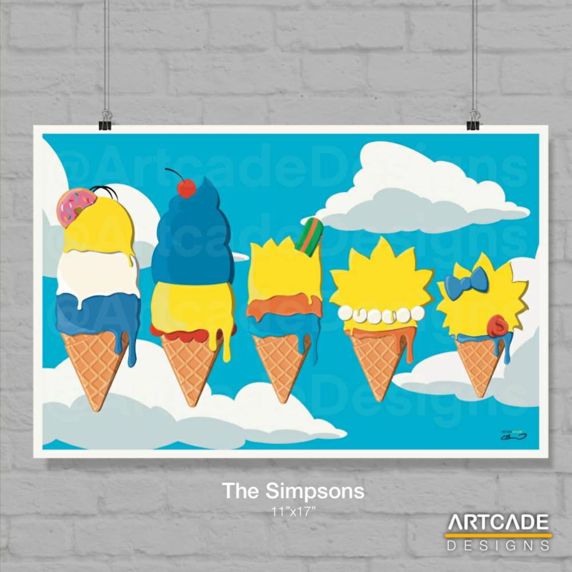 The Simpsons Poster Ice cream Dessert Summer The Simpsons | Etsy
