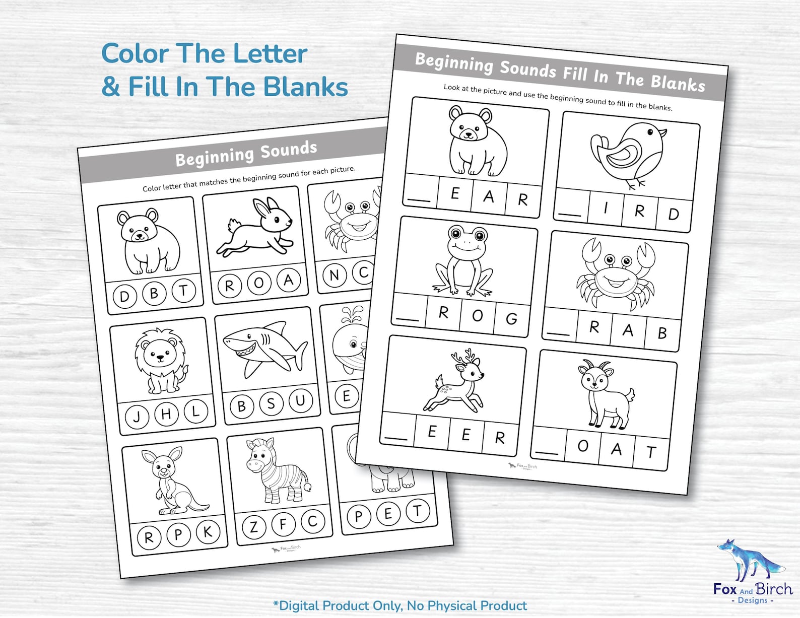 Beginning Sounds Worksheets for Preschool and Kindergarten / Phonics ...