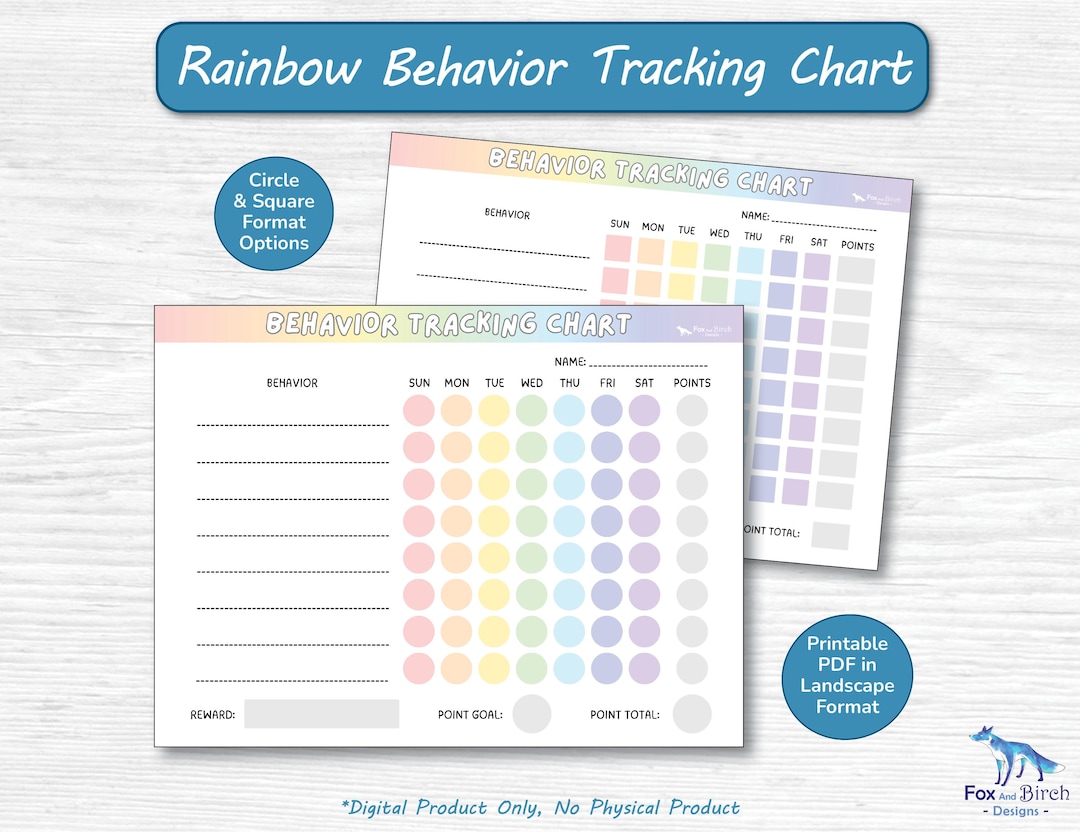 Weekly Behavior Chore Tracking Chart Printable PDF / Kids Reward Chart ...