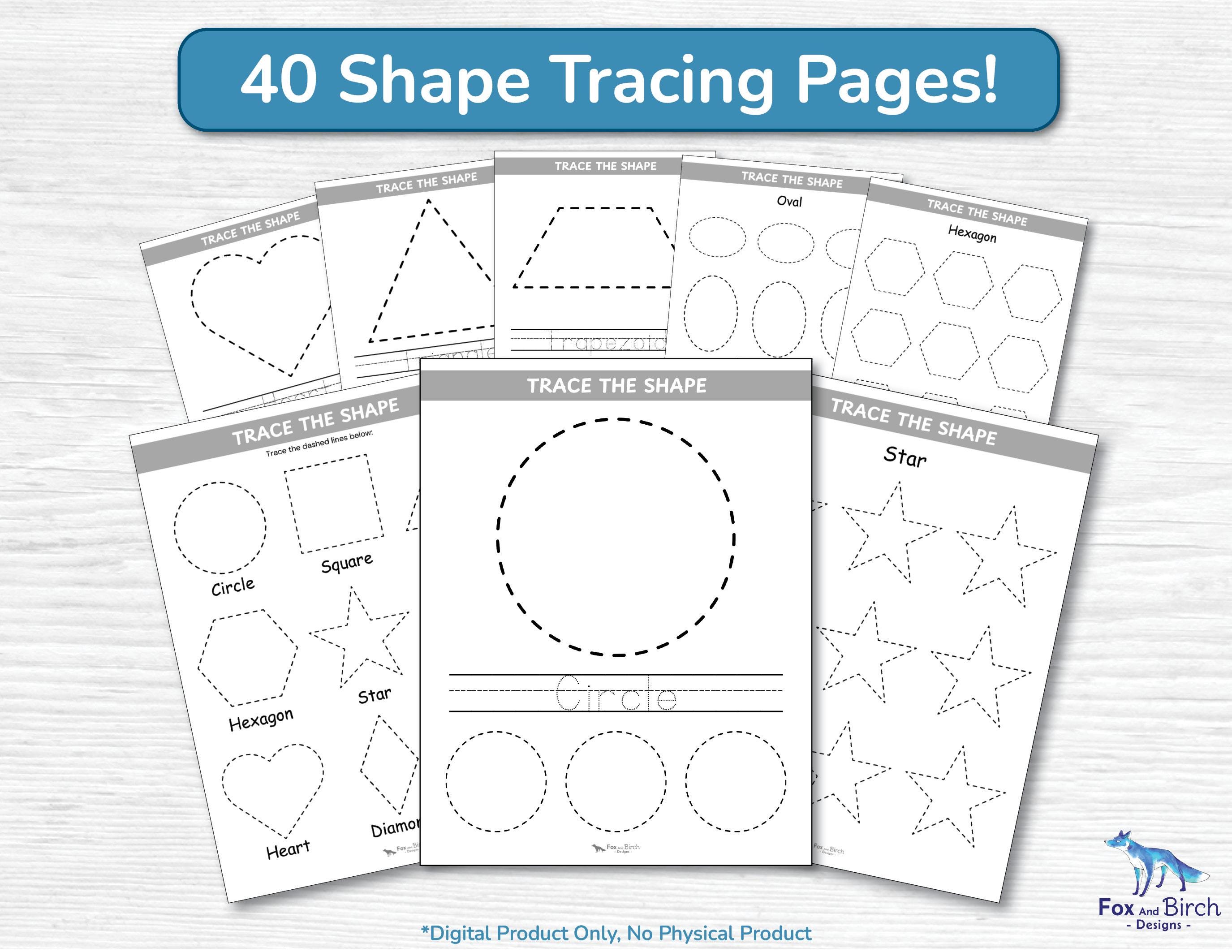 Preschool Geometric Shape Tracing Activity Worksheets / Printable ...
