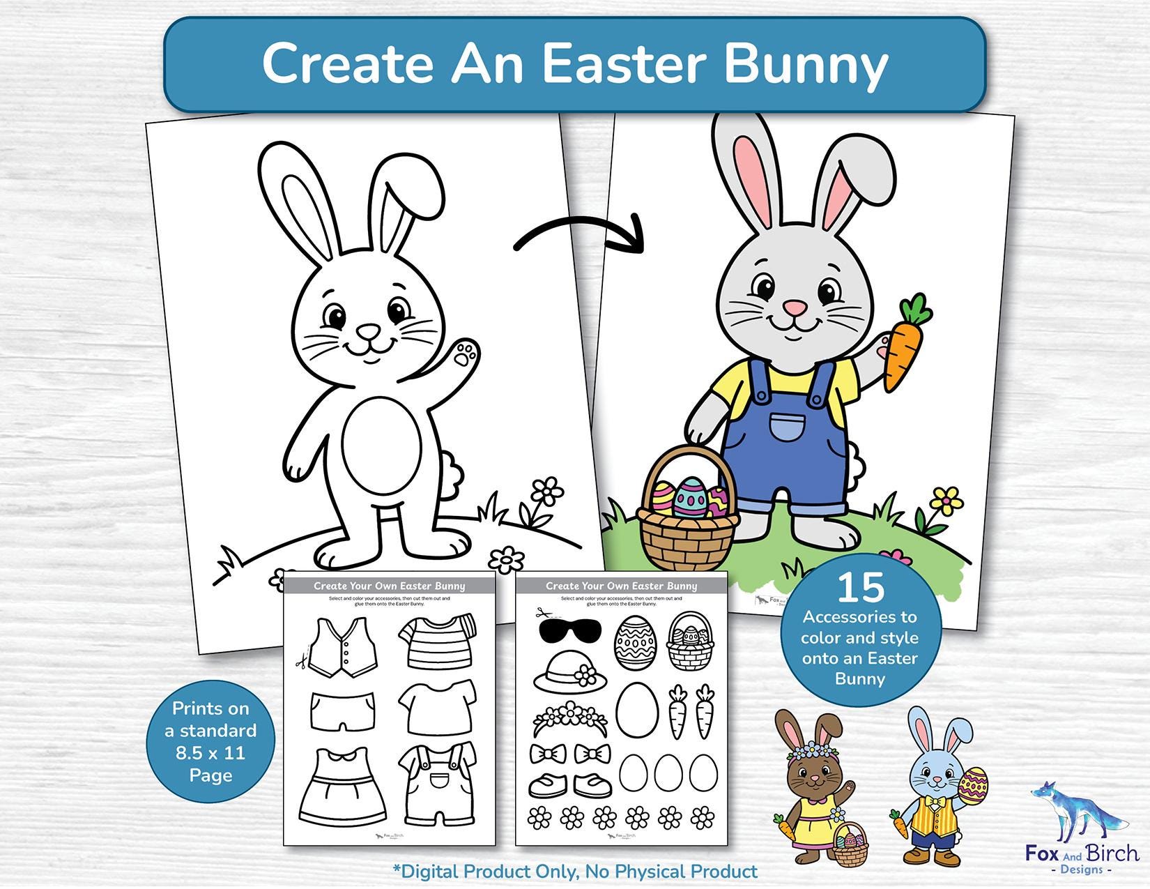 Create an Easter Bunny Craft Activity / Easy Printable Coloring Cut ...
