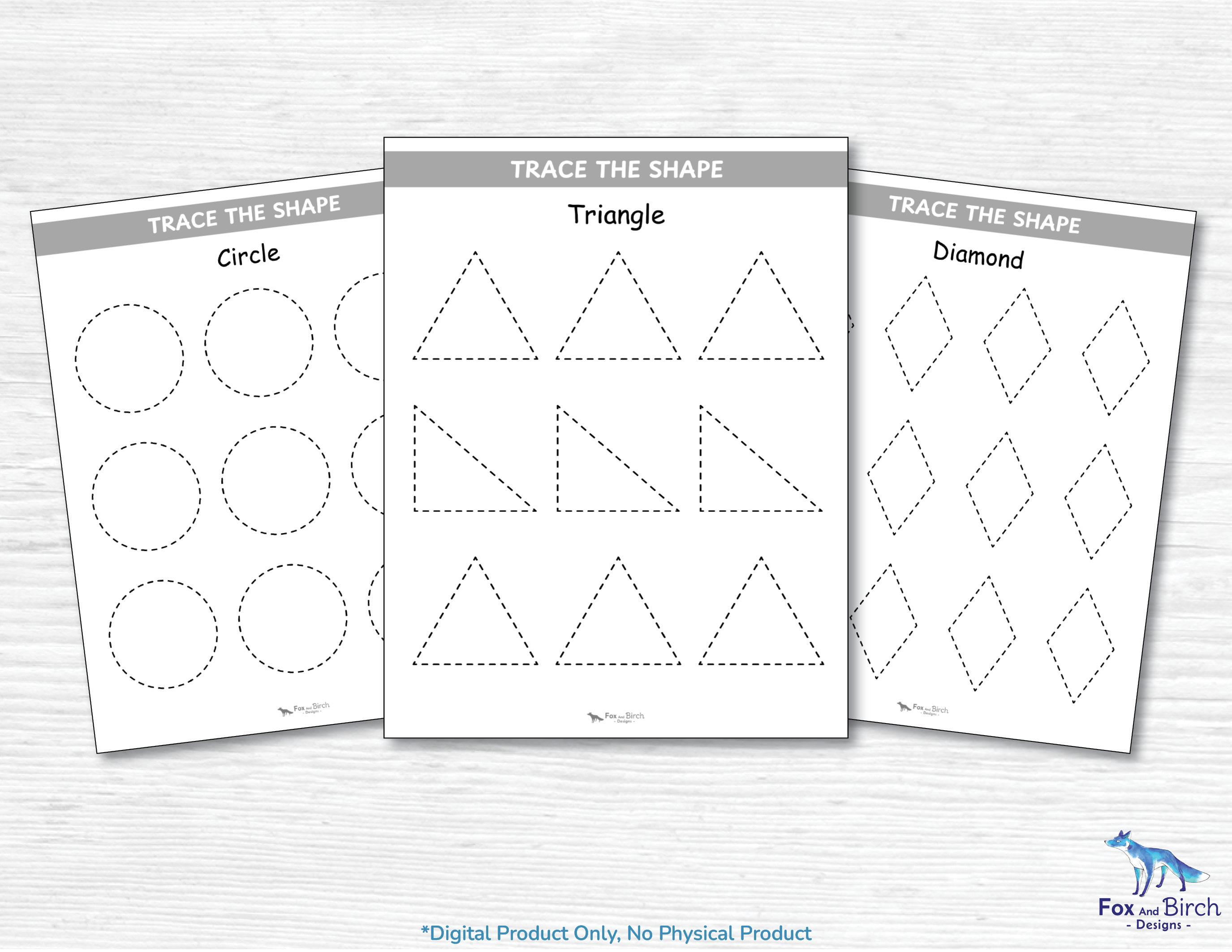 Preschool Geometric Shape Tracing Activity Worksheets / Printable ...