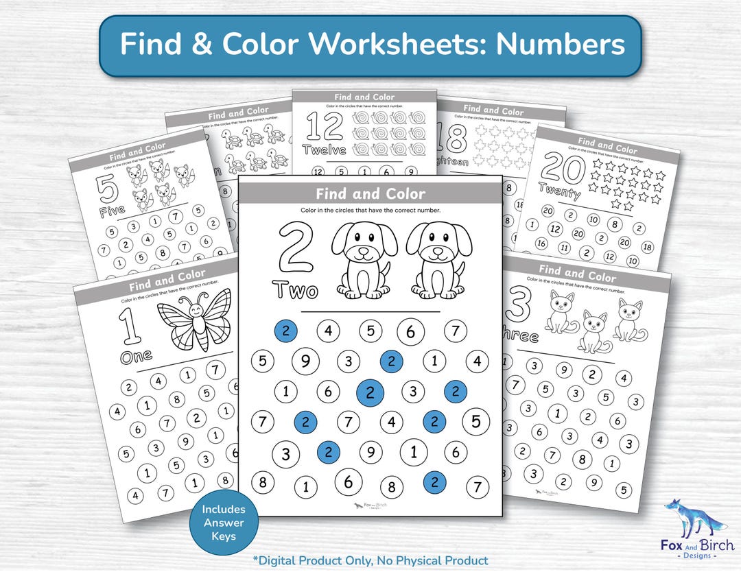 Find the Number Kindergarten Preschool Worksheet Activity / Number ...