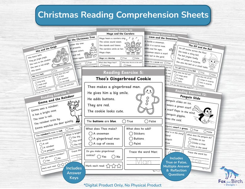 Christmas Reading Comprehension Kindergarten Worksheet Activity ...