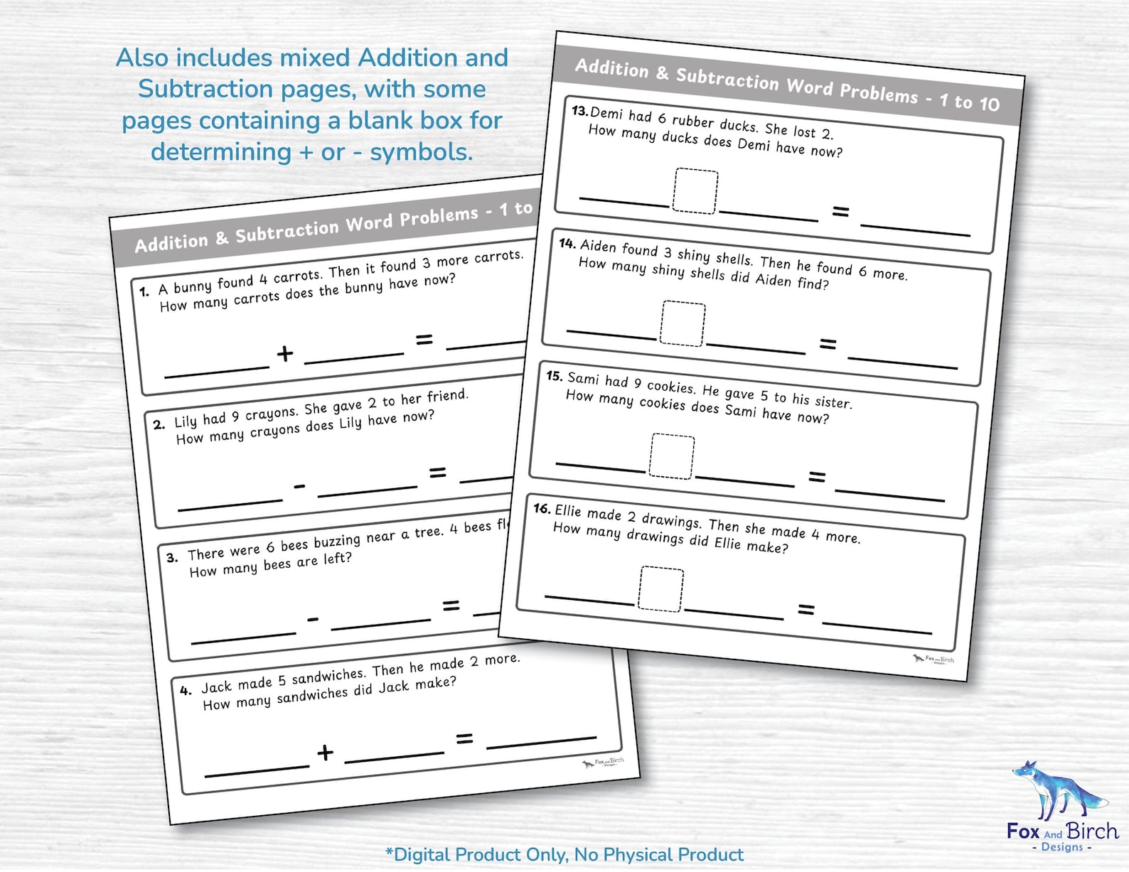 Grade 1 Math Word Problem Worksheets / Addition & Subtraction / Maths ...