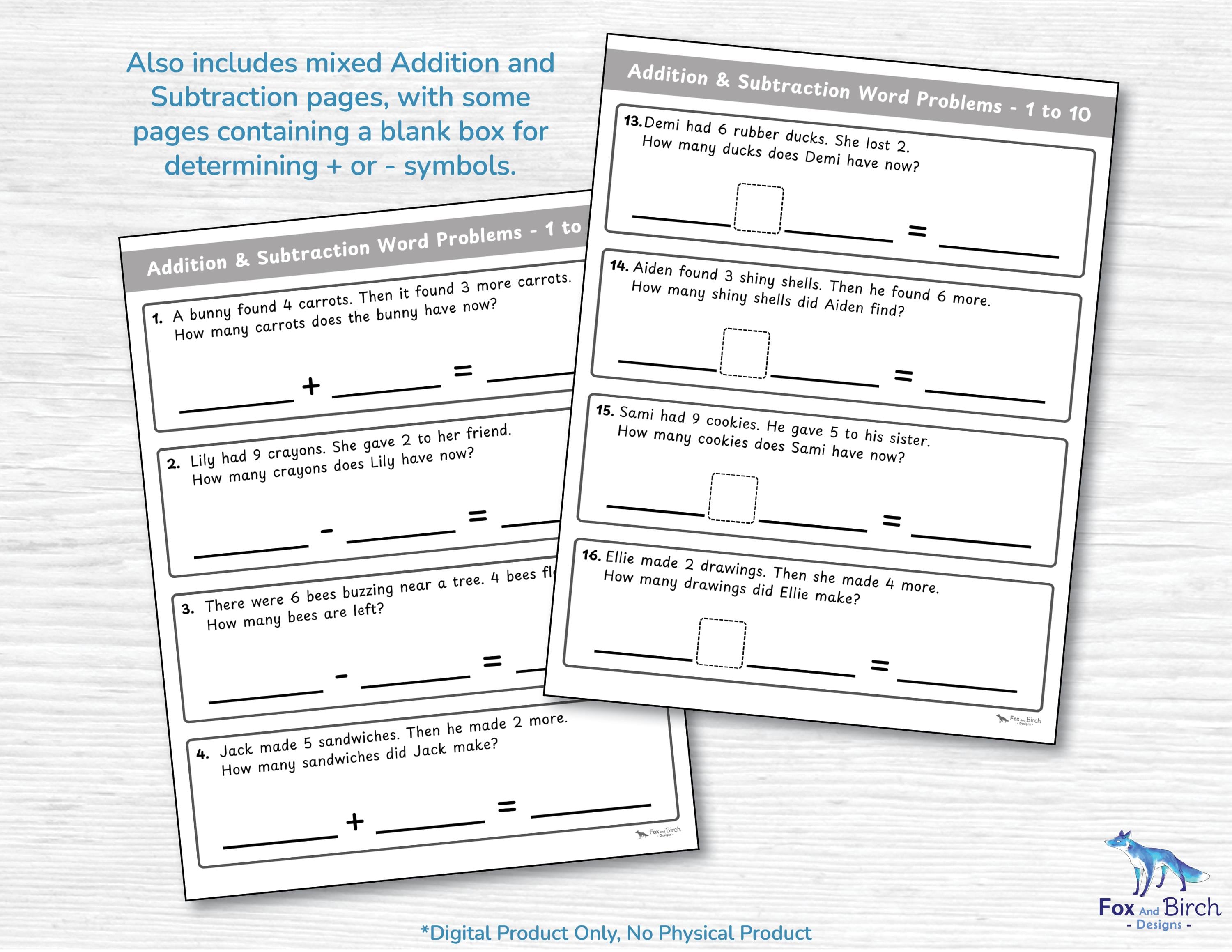 Grade 1 Math Word Problem Worksheets / Addition & Subtraction / Maths ...