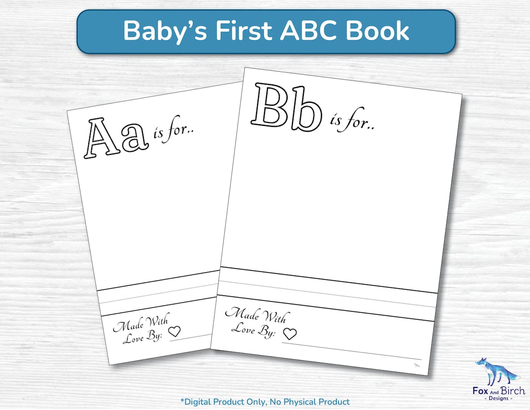 Blank ABC Alphabet Book Baby Shower Coloring Pages / Party Activity ...