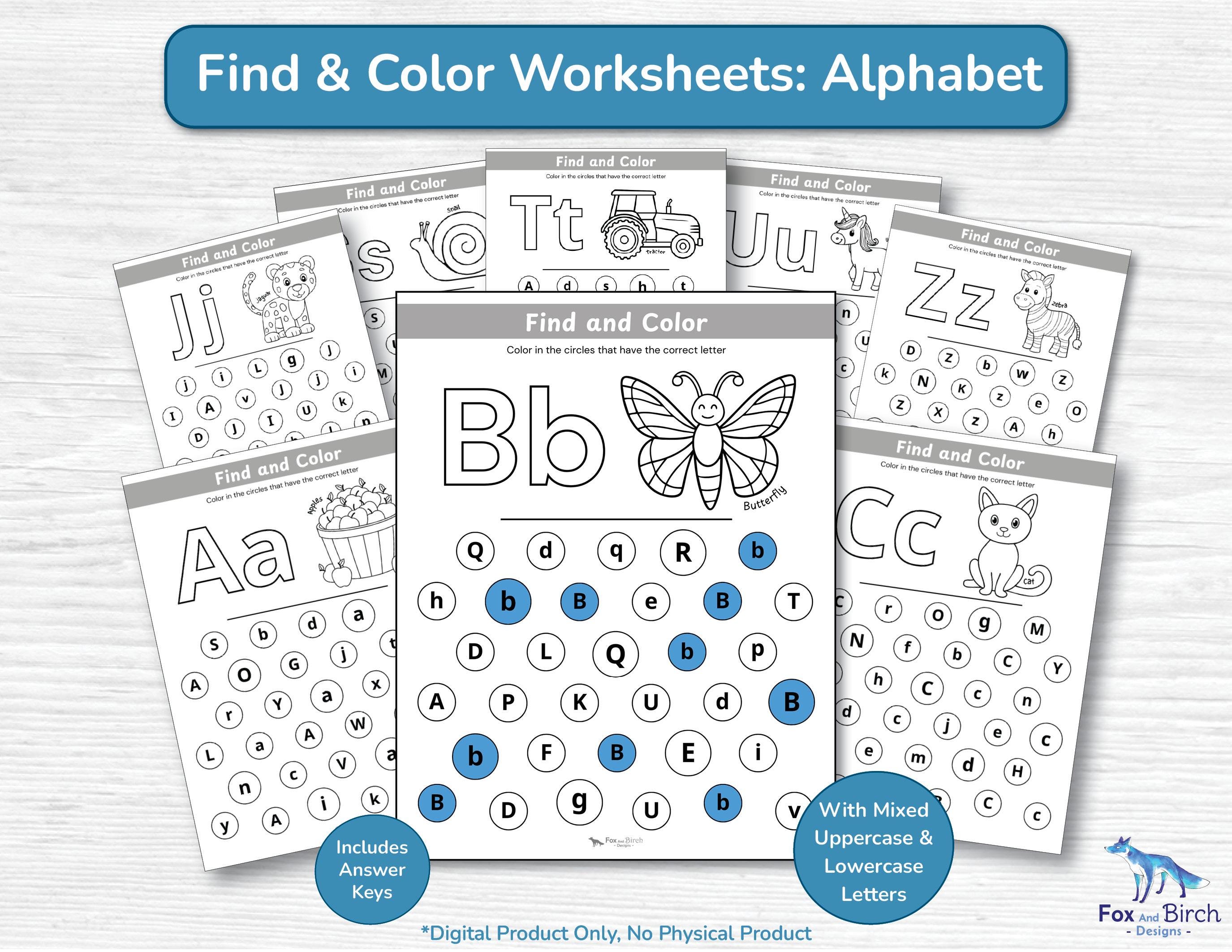 Find the Letter Kindergarten Preschool Alphabet Recognition Worksheet ...