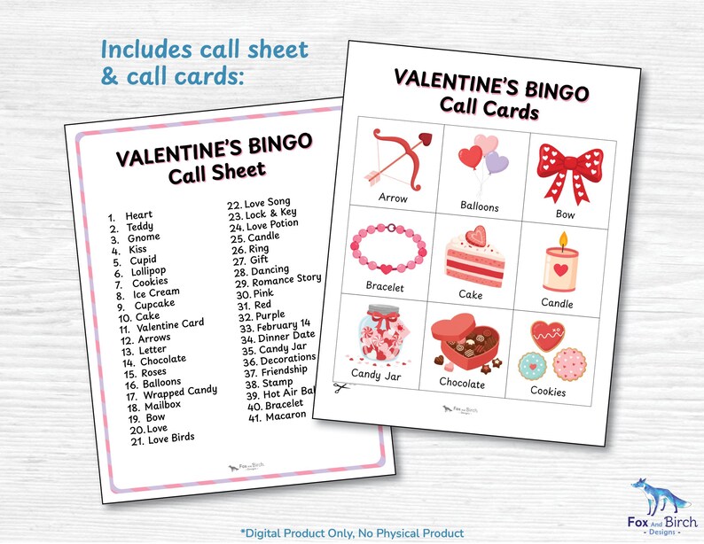 50 Valentine's Day Bingo Cards for Kids / Printable Classroom Party ...
