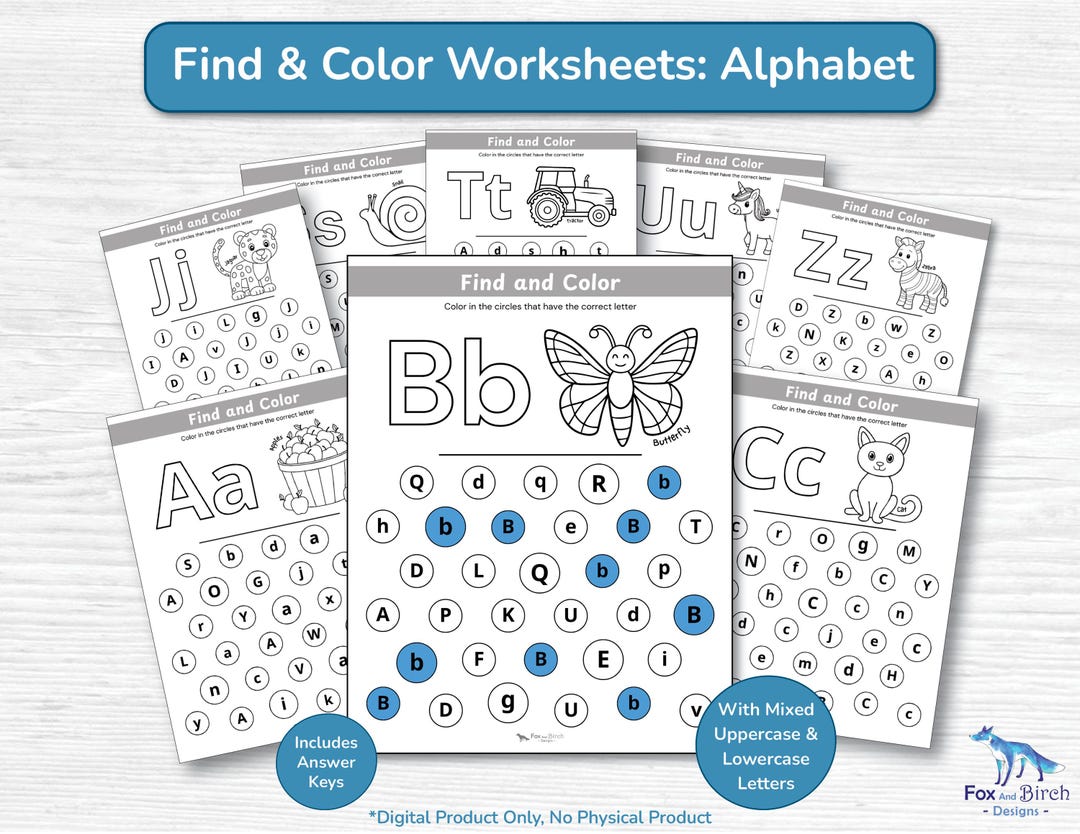Find the Letter Kindergarten Preschool Alphabet Recognition Worksheet ...
