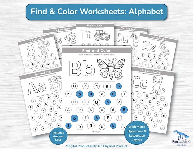 Find the Letter Kindergarten Preschool Alphabet Recognition Worksheet ...