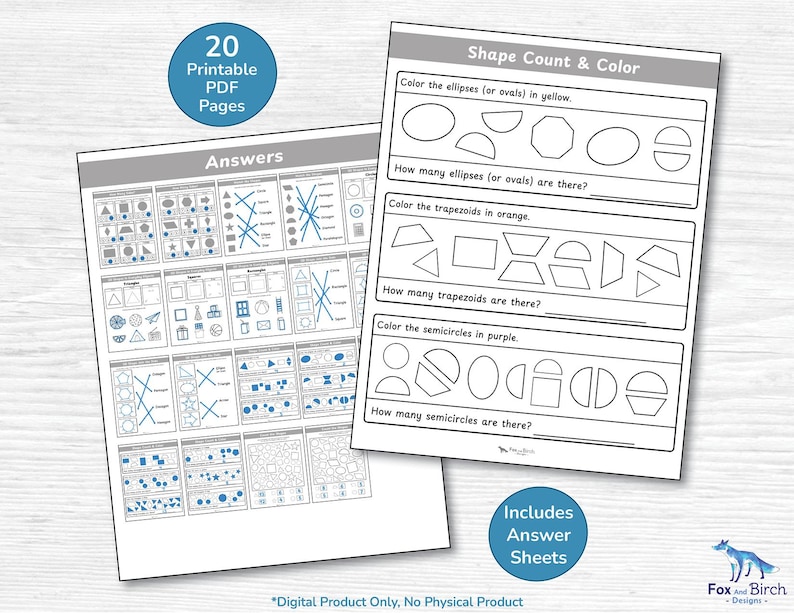 2D Shape Recognition Worksheets for Kindergarten & First Grade ...