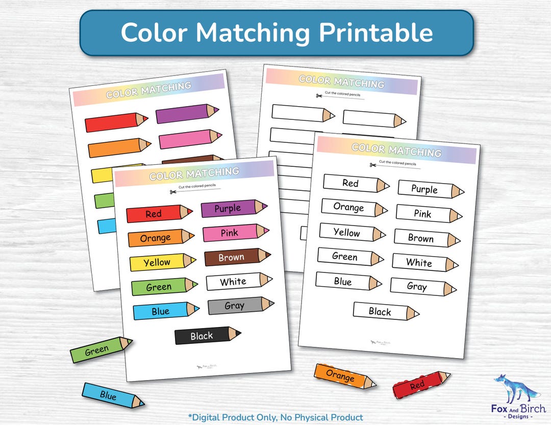 Color Matching Activity Worksheets With Colored Pencil Crayons ...