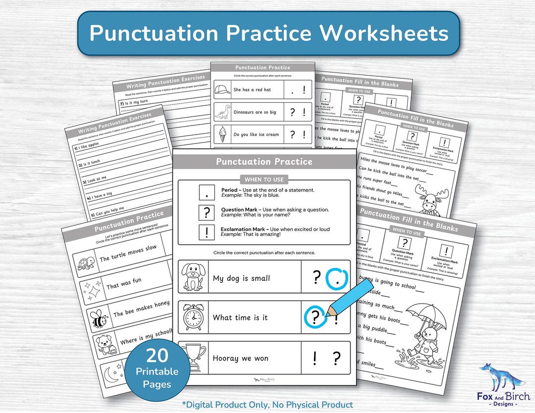 Punctuation Practice English Worksheets for Kids / Circling, Story ...