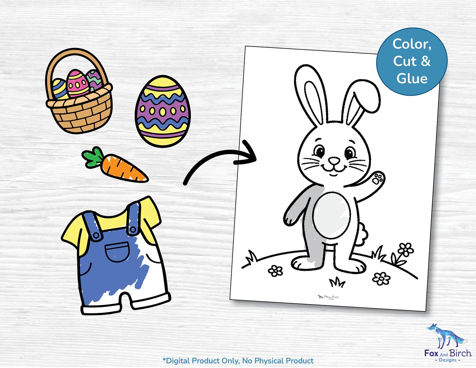 Create an Easter Bunny Craft Activity / Easy Printable Coloring Cut ...