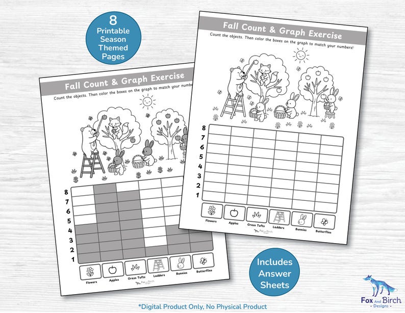 Count & Graph Early Math Worksheets | Seasonal Spring Summer Fall ...