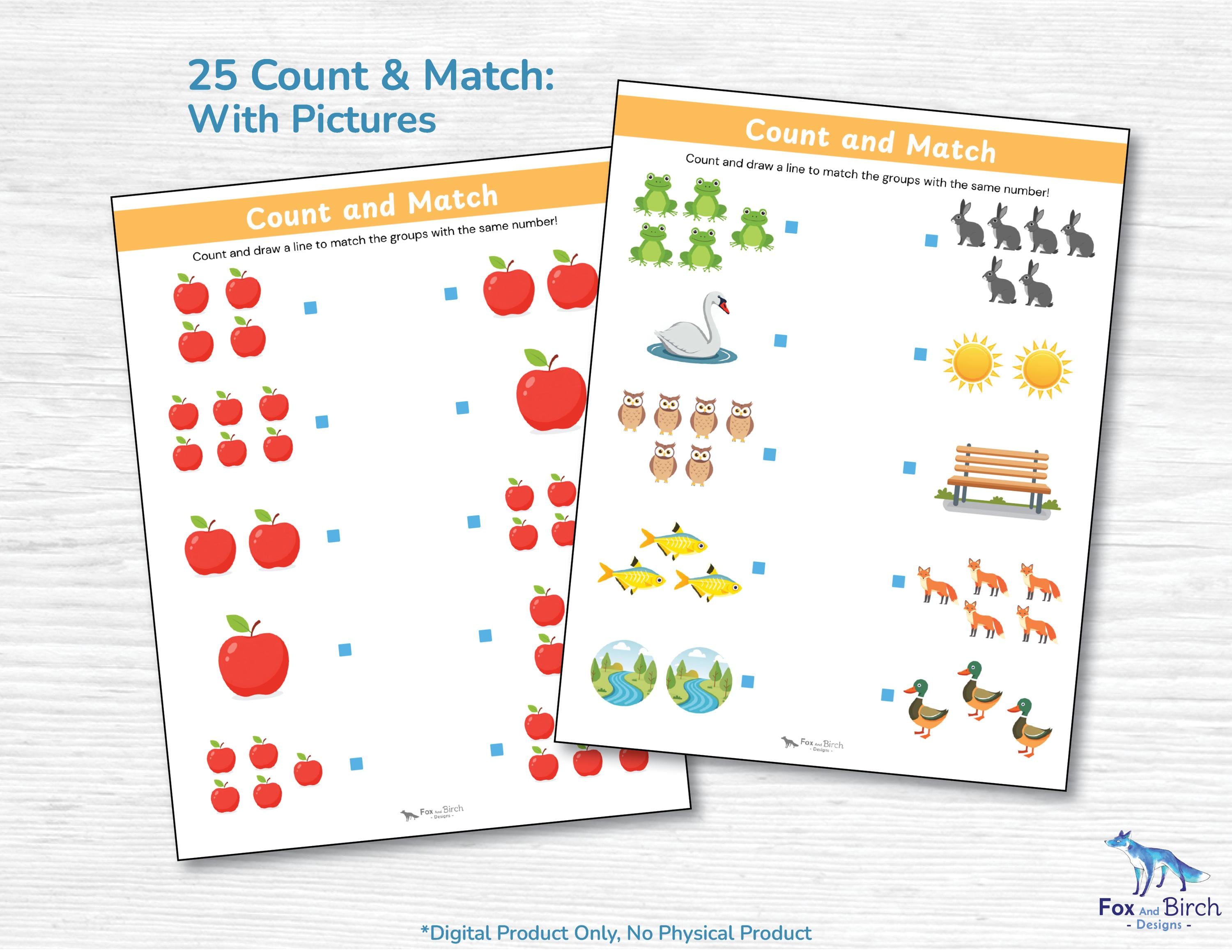 90 Preschool Math Counting Worksheet Bundle / Beginning Math Learning ...