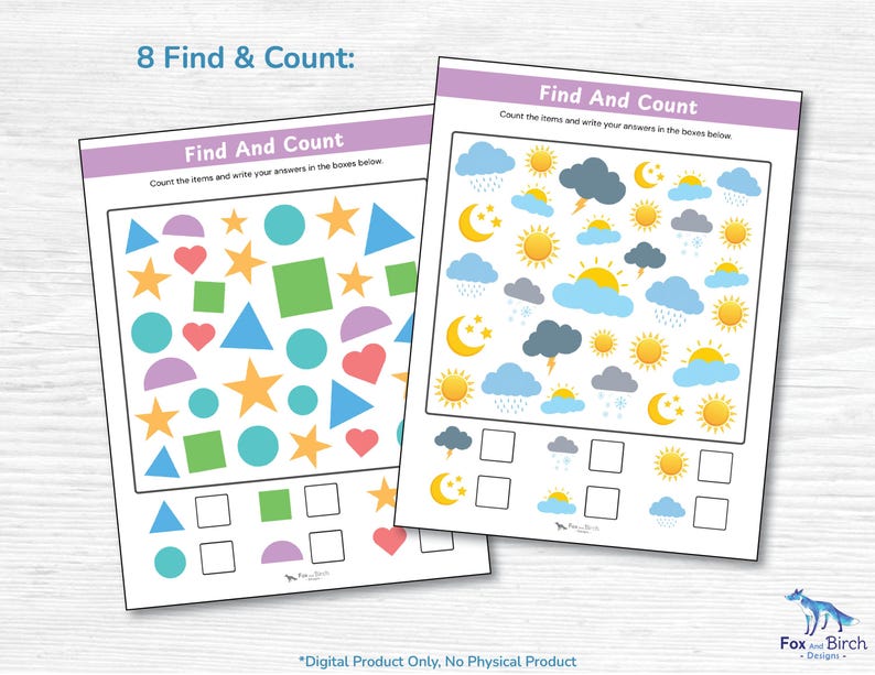 90 Preschool Math Counting Worksheet Bundle / Beginning Math Learning ...