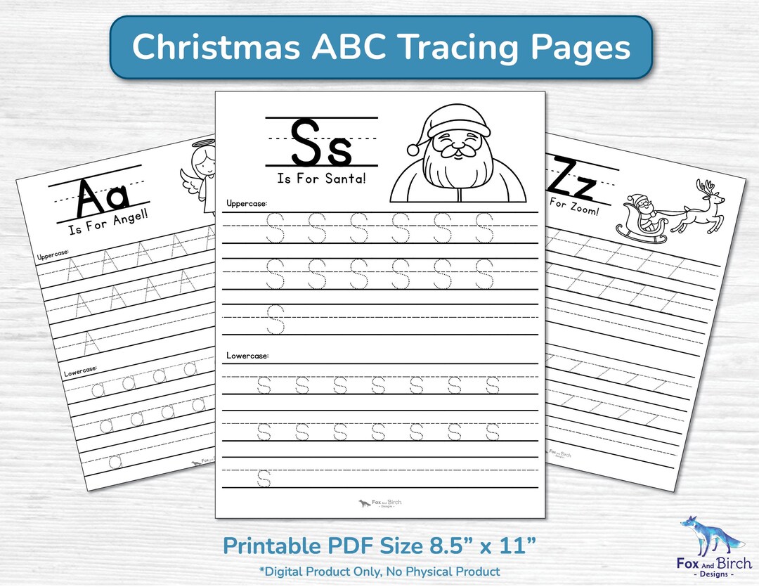 26 Christmas ABC Alphabet Letter Tracing & Coloring Worksheets for the ...