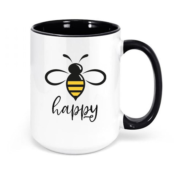 Bee Happy Mug - Etsy