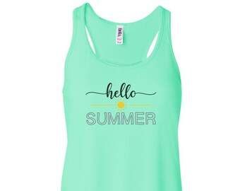Hello Summer Shirt Cute Muscle Tank for Women Light Summer - Etsy