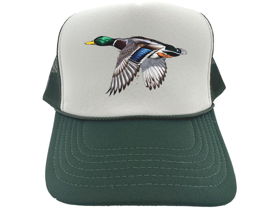 Duck Hunting Hat, Flying Mallard, Waterfowl Trucker Hat, Hunting Hat ...