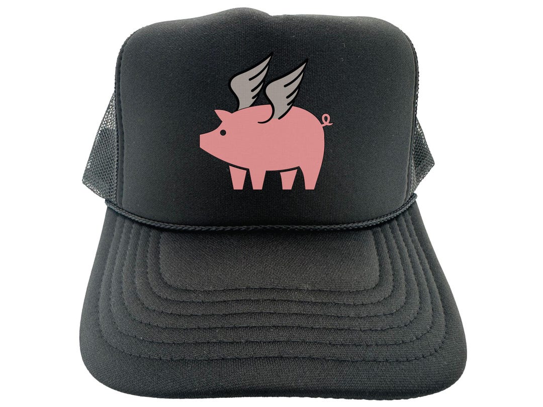 Pig Hat, Pig Wings, Funny Pig Gift, When Pigs Fly, Adjustable Snapback ...