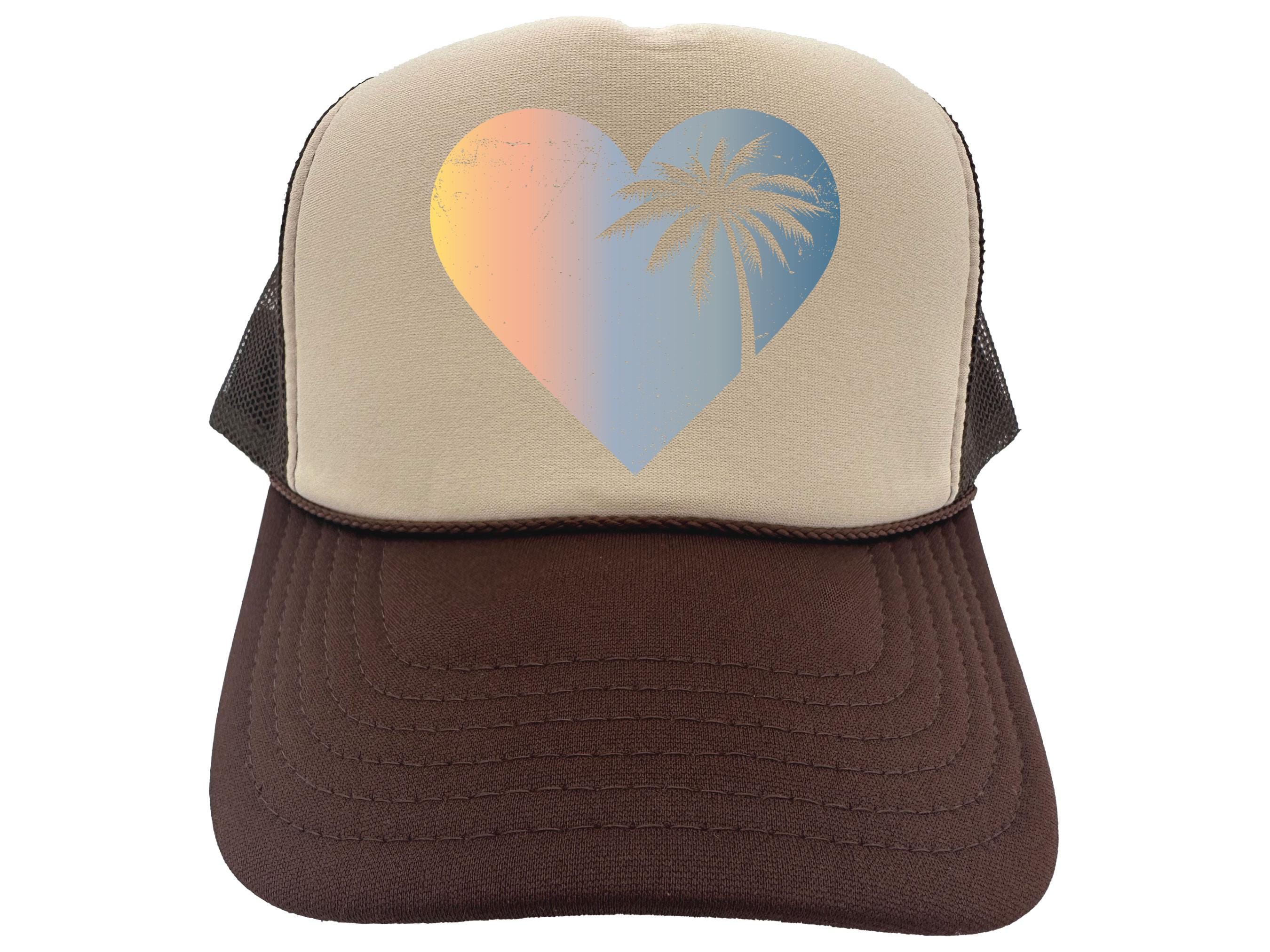 Palm Tree Hat, Palm Heart, Palm Tree Trucker Hat, Vacation Snapback ...