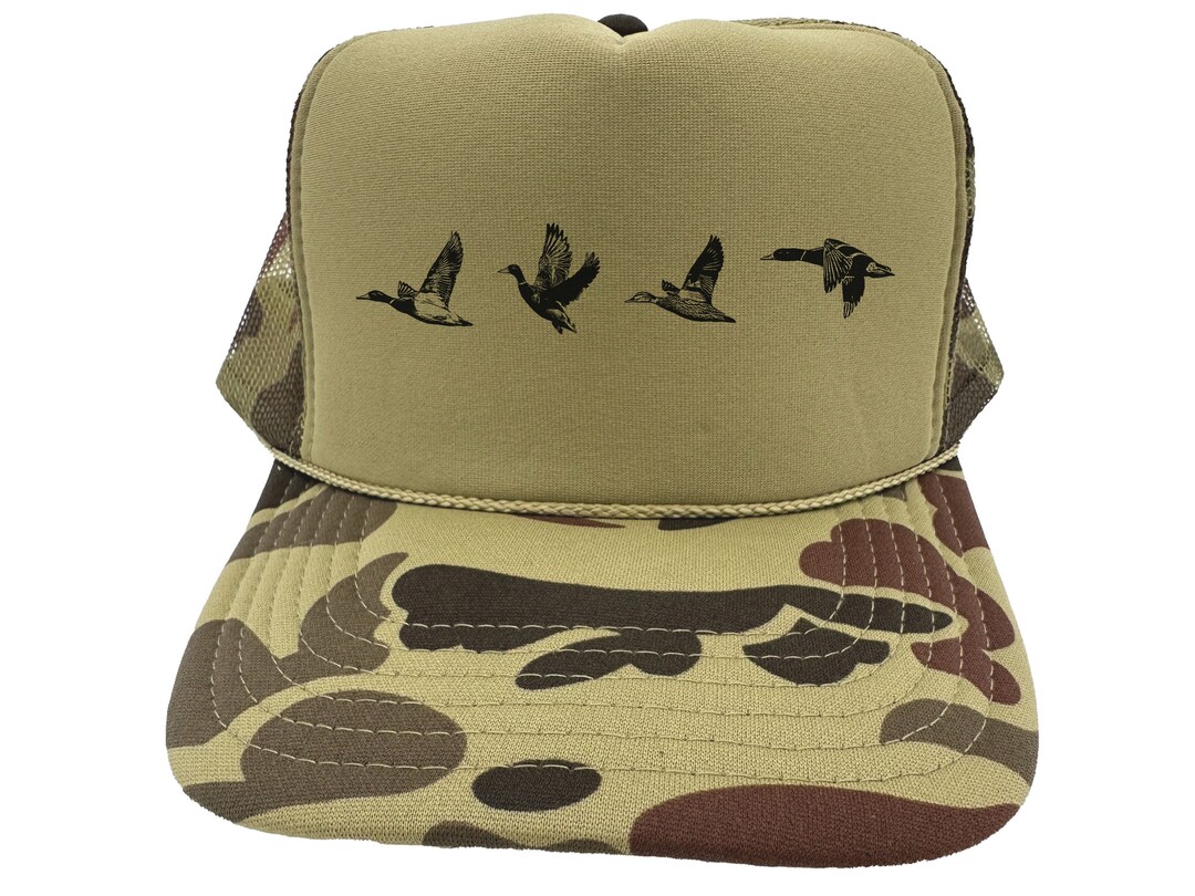 Duck Hunting Hat, Flying Ducks, Waterfowl Trucker Hat, Hunting Hat ...