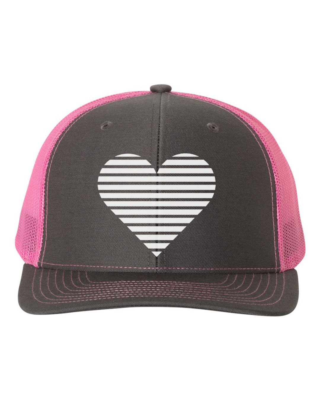 Heart Hat, Striped Heart, Trucker Hat, Heart Cap, Adjustable, Women's ...