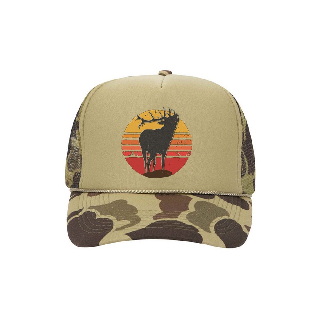 Elk Hunting Hat, Elk Sunset, Wildlife Hat, Adjustable Snapback ...
