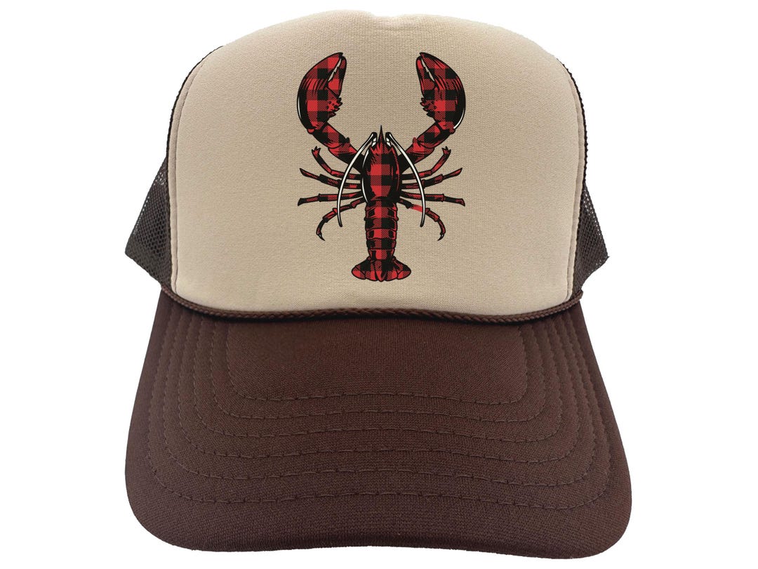 Lobster Hat, Buffalo Plaid Lobster, Seafood Hat, Lobster Fishing Hat ...