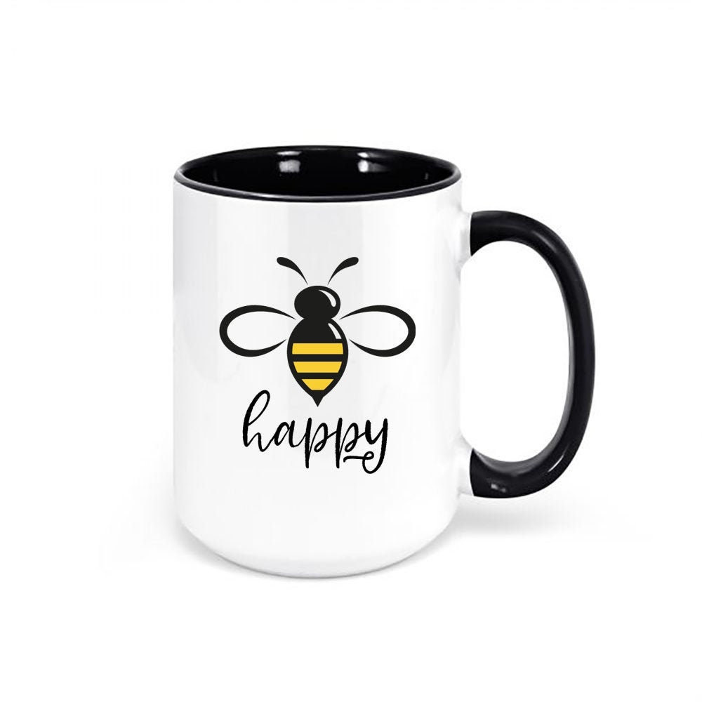 Bee Happy Coffee Mug, Bee Happy, Bee Lover, Bumble Bee Cup, Gift for ...