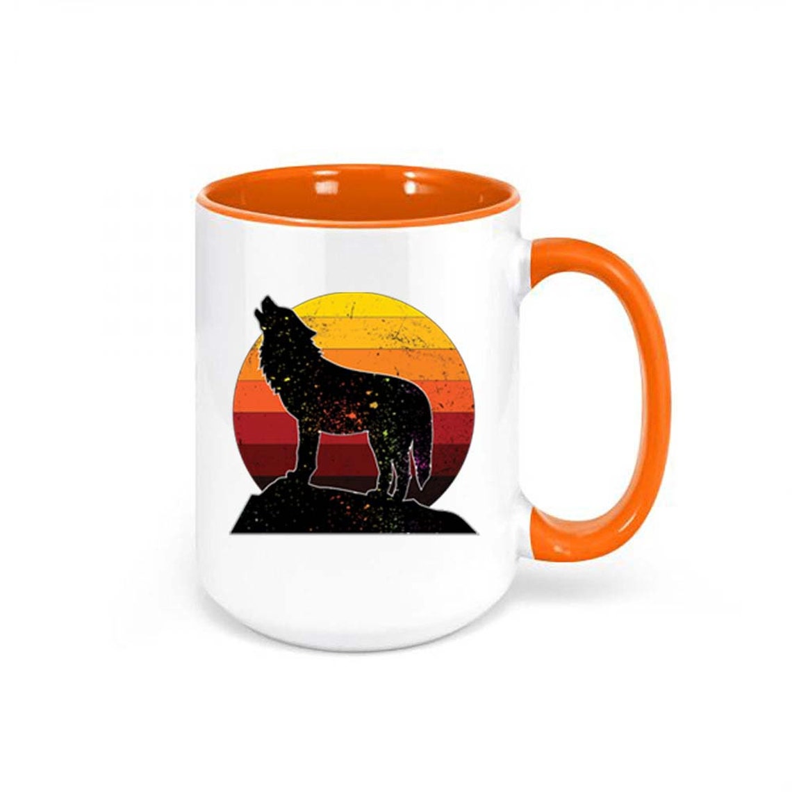 Wolf Mug, Neon Wolf, Howling Wolf, Wolf Gift, Sublimated Design, Aztec ...