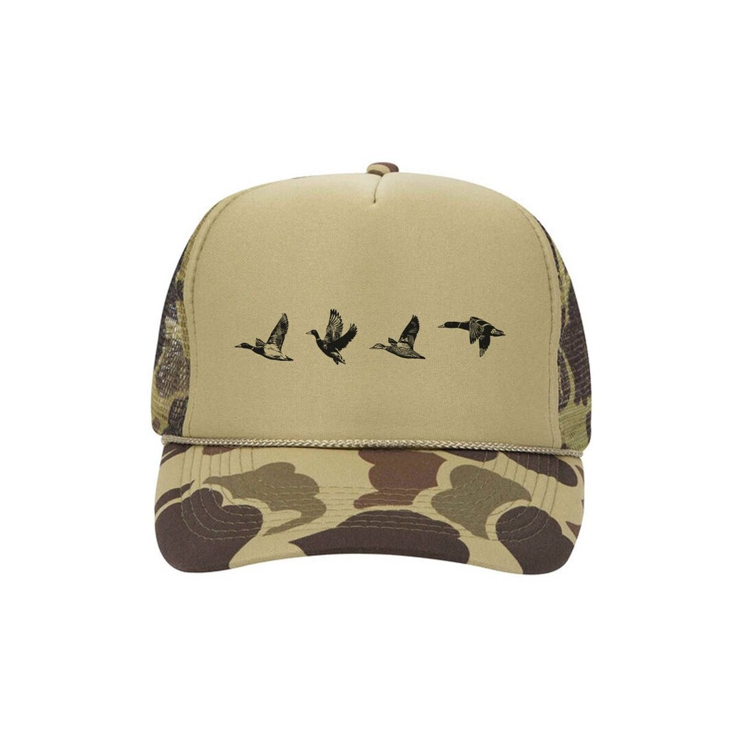 Duck Hunting Hat, Flying Ducks, Waterfowl Trucker Hat, Hunting Hat ...
