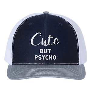 Cute but Psycho, Psycho Hat, Funny Hats, Snapback, Trucker Cap, Gift ...
