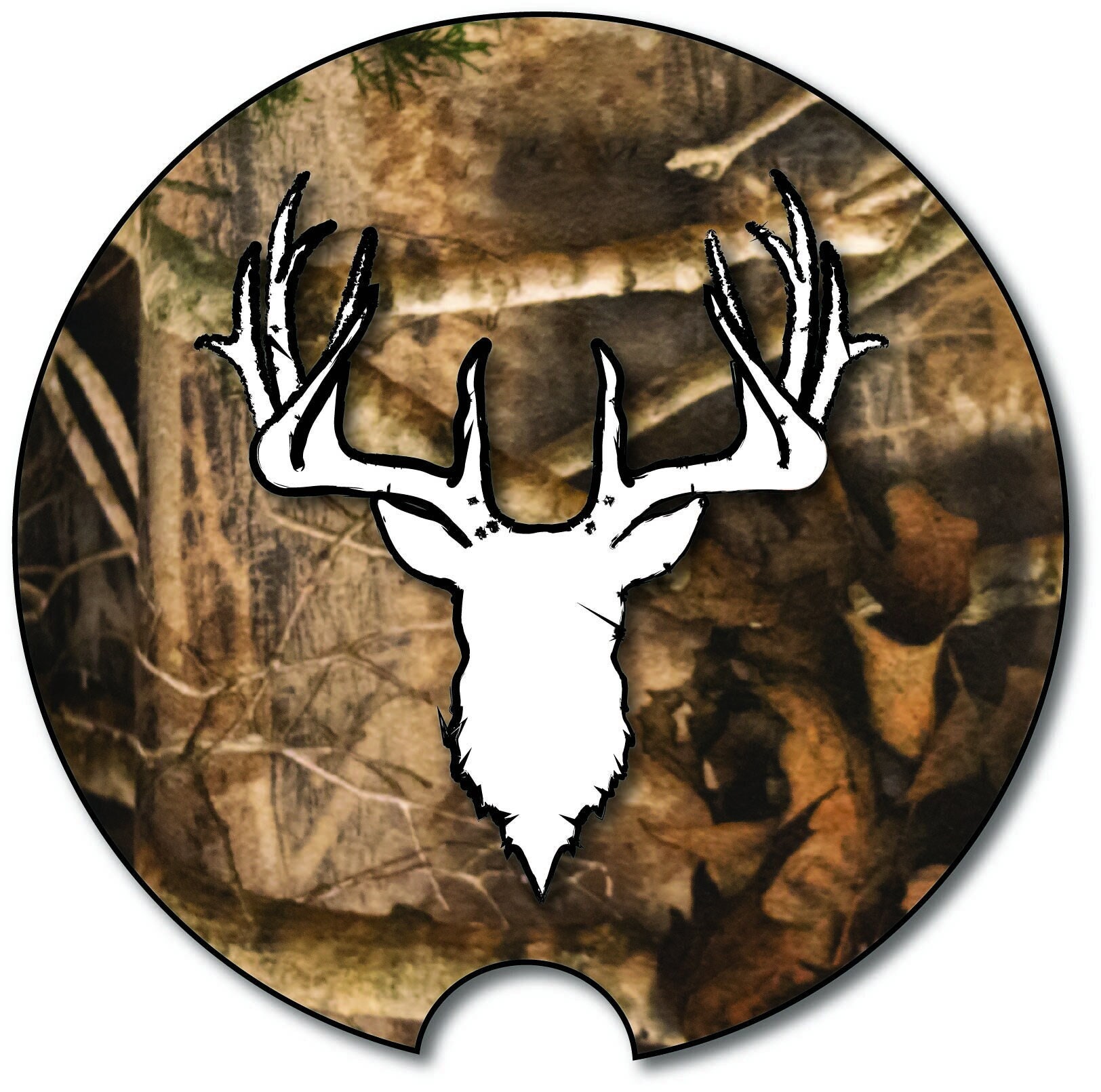 Car Coaster, Camo Deer Head, Camo Car Coaster, Gift for Him, Hunting ...