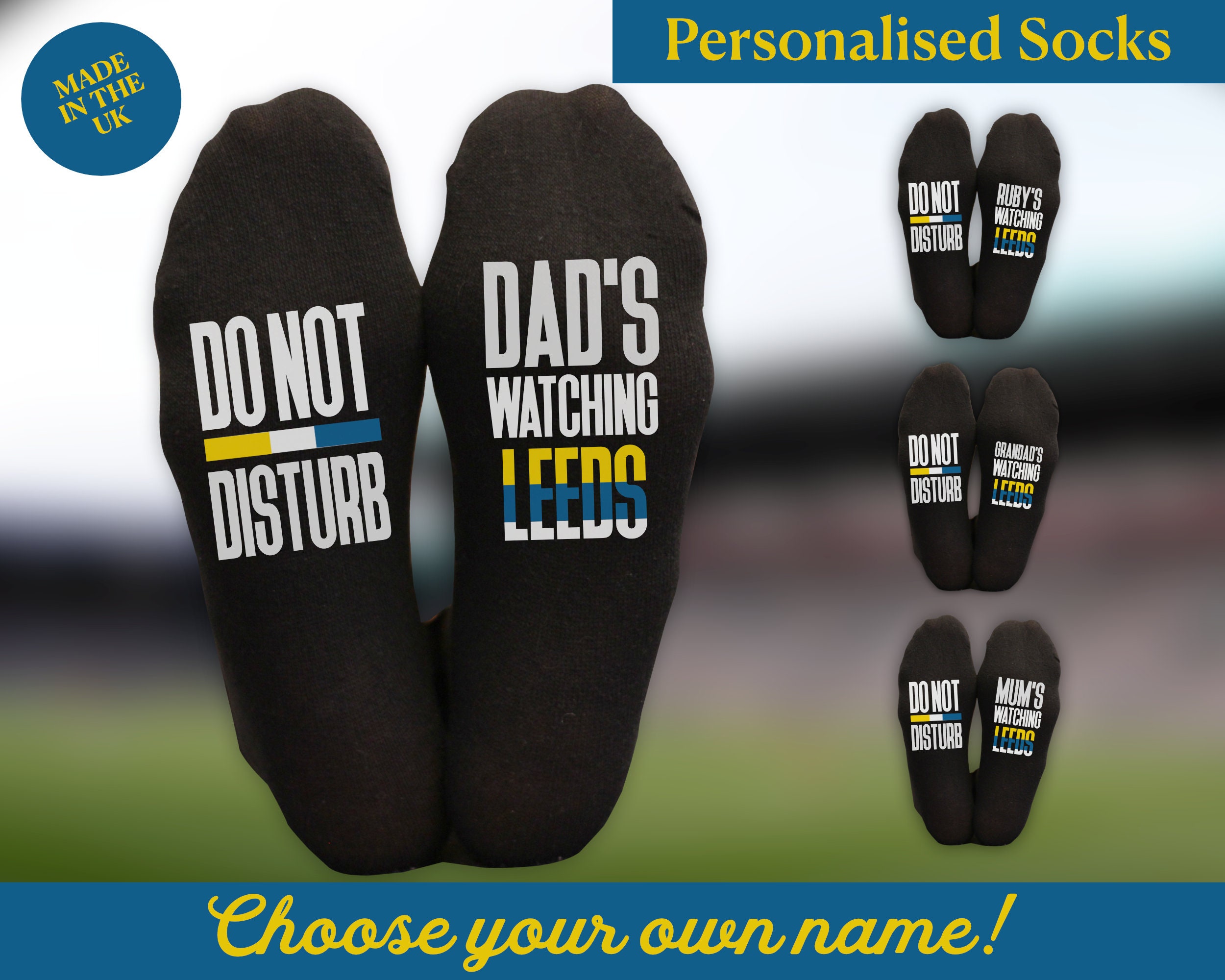 Custom Do Not Disturb Leeds Name Socks - Personalised Printed Birthday ...