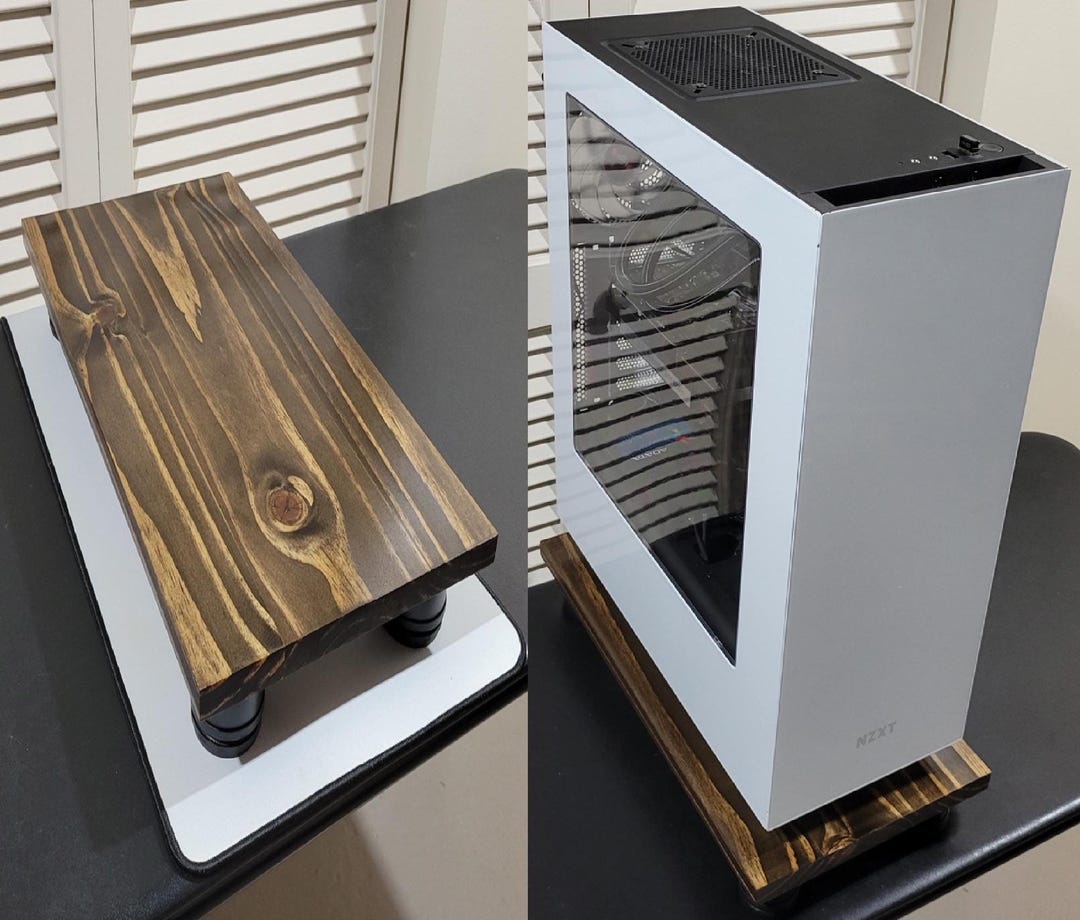 Solid Wood Computer Stand | Customization and Engraving - Etsy