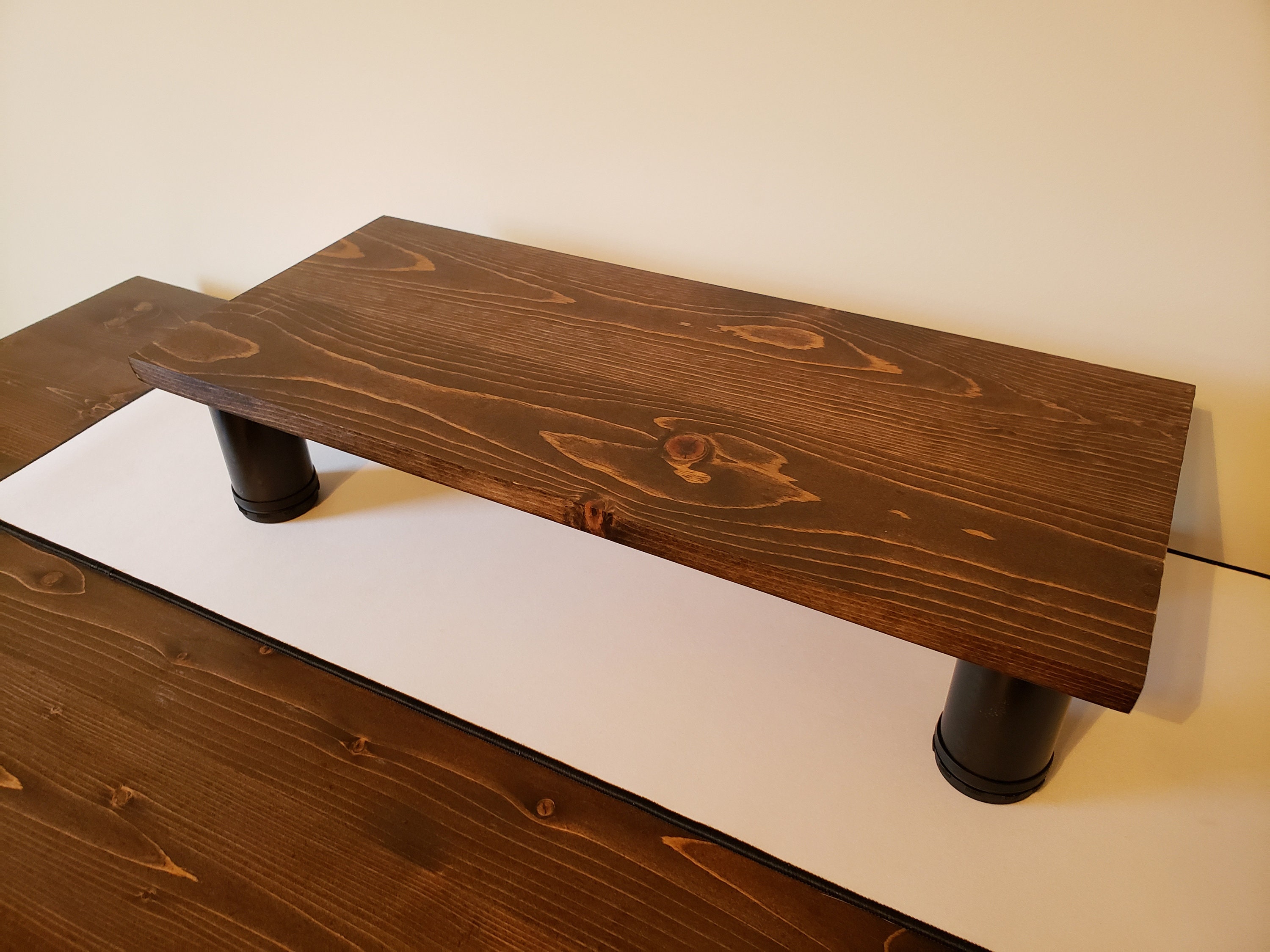 Solid Wood Monitor Stand With Metal Legs - Etsy