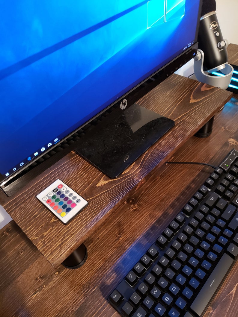 Solid Wood Monitor Stand With Metal Legs - Etsy