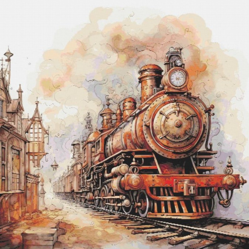 Steam Train Cross Stitch Pattern Full Coverage PDF - Etsy
