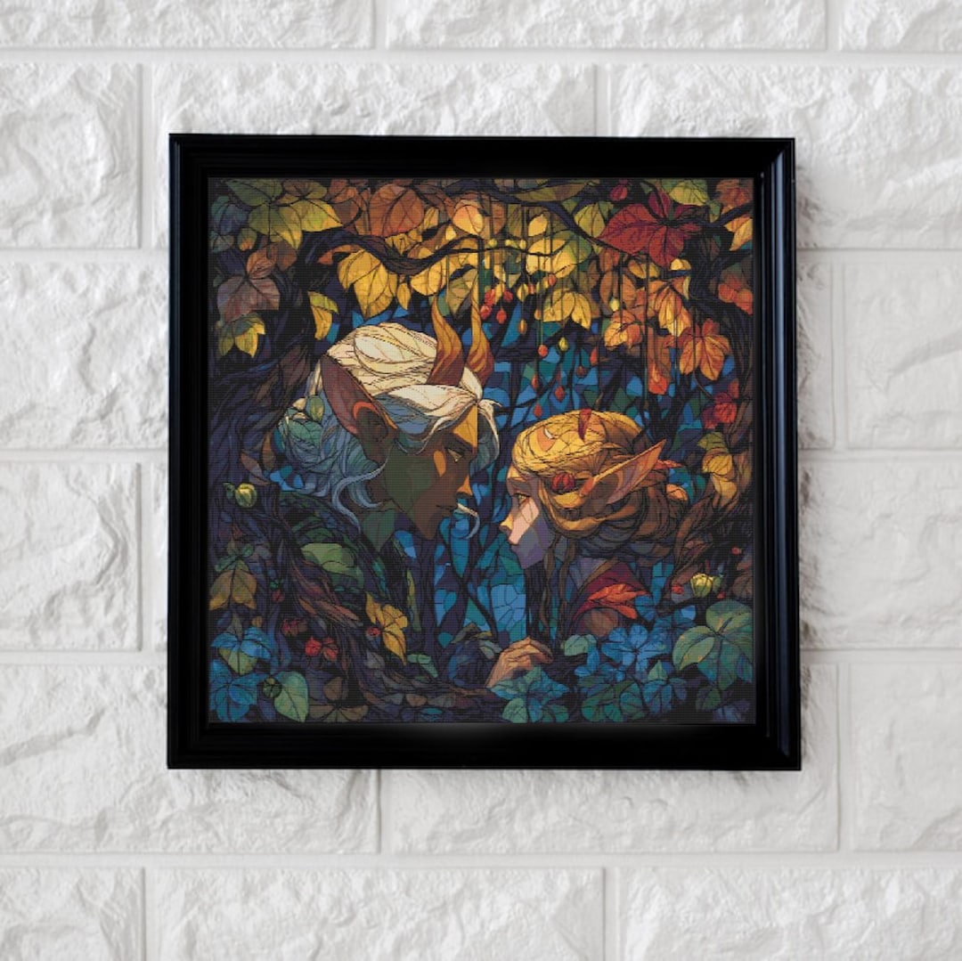 Stained Glass Elves Cross Stitch Pattern Full Coverage PDF - Etsy