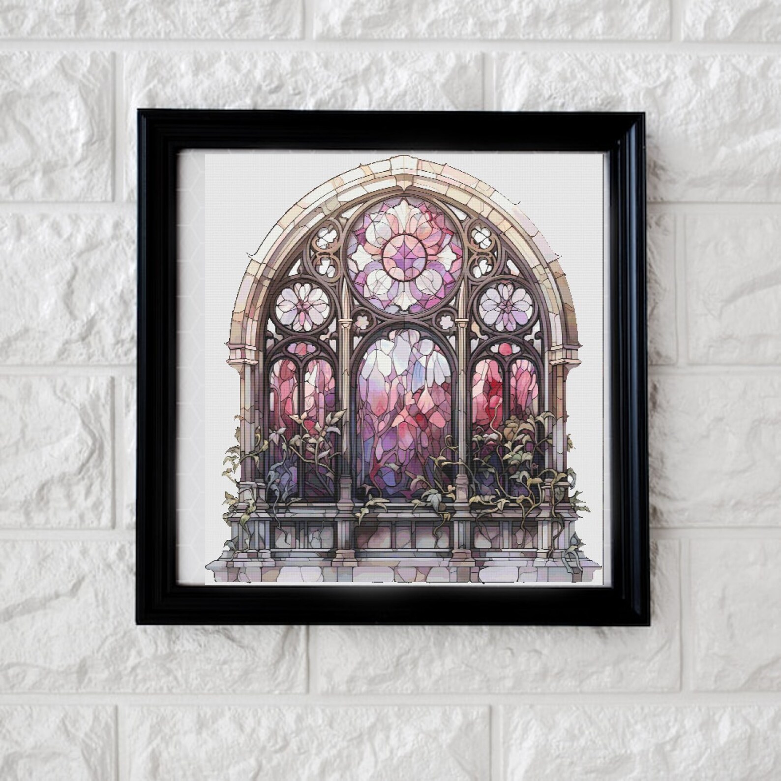Pink Stained Glass Window Cross Stitch Pattern PDF - Etsy