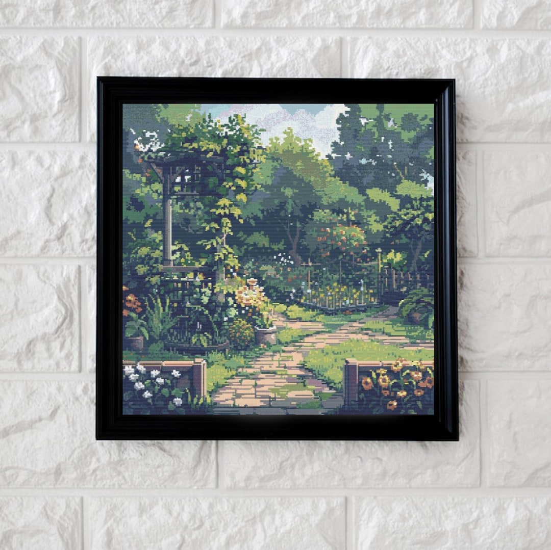 Overgrown Garden Pixel Art Cross Stitch Pattern Full Coverage PDF - Etsy
