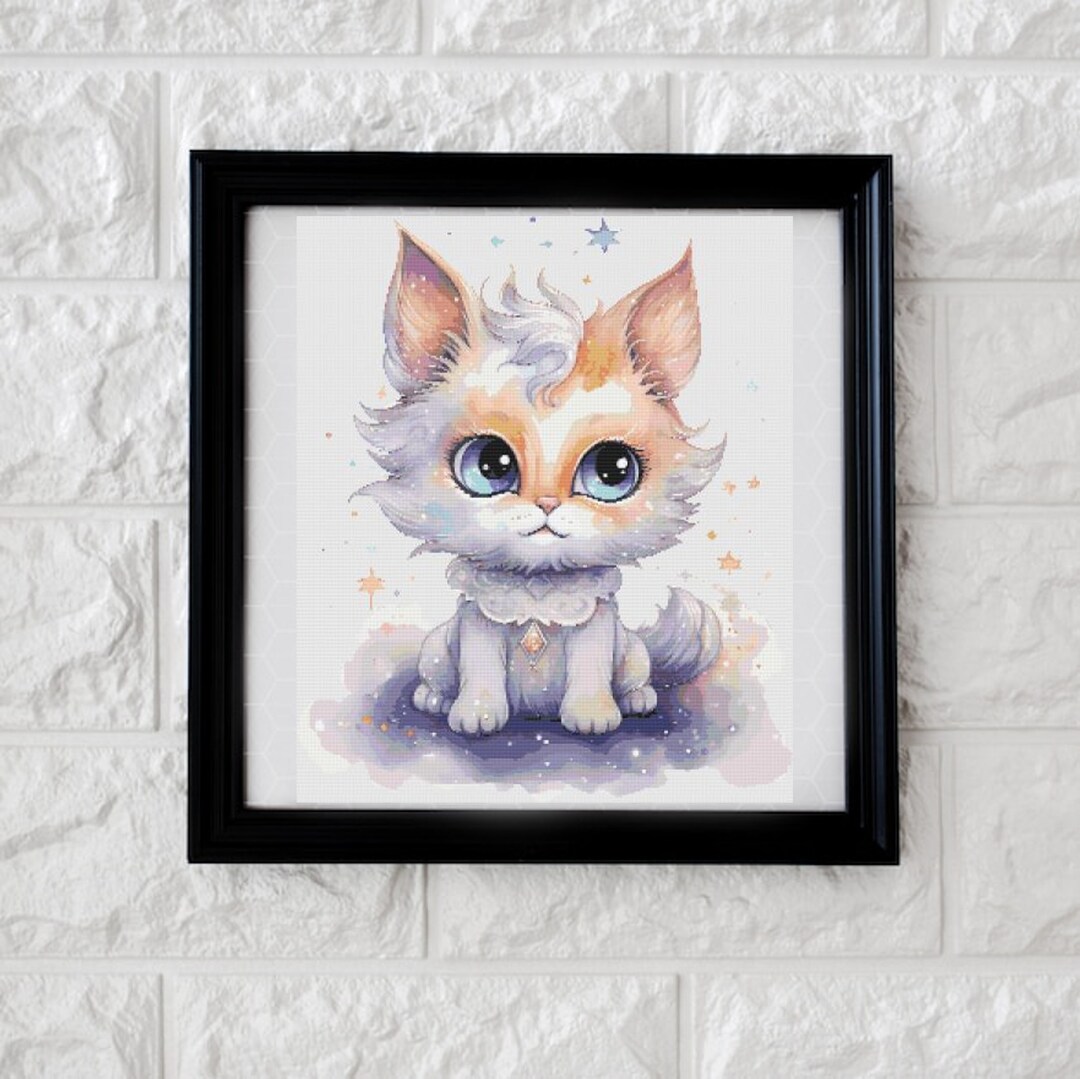 White Chibi Cat Cross Stitch Pattern PDF - Etsy